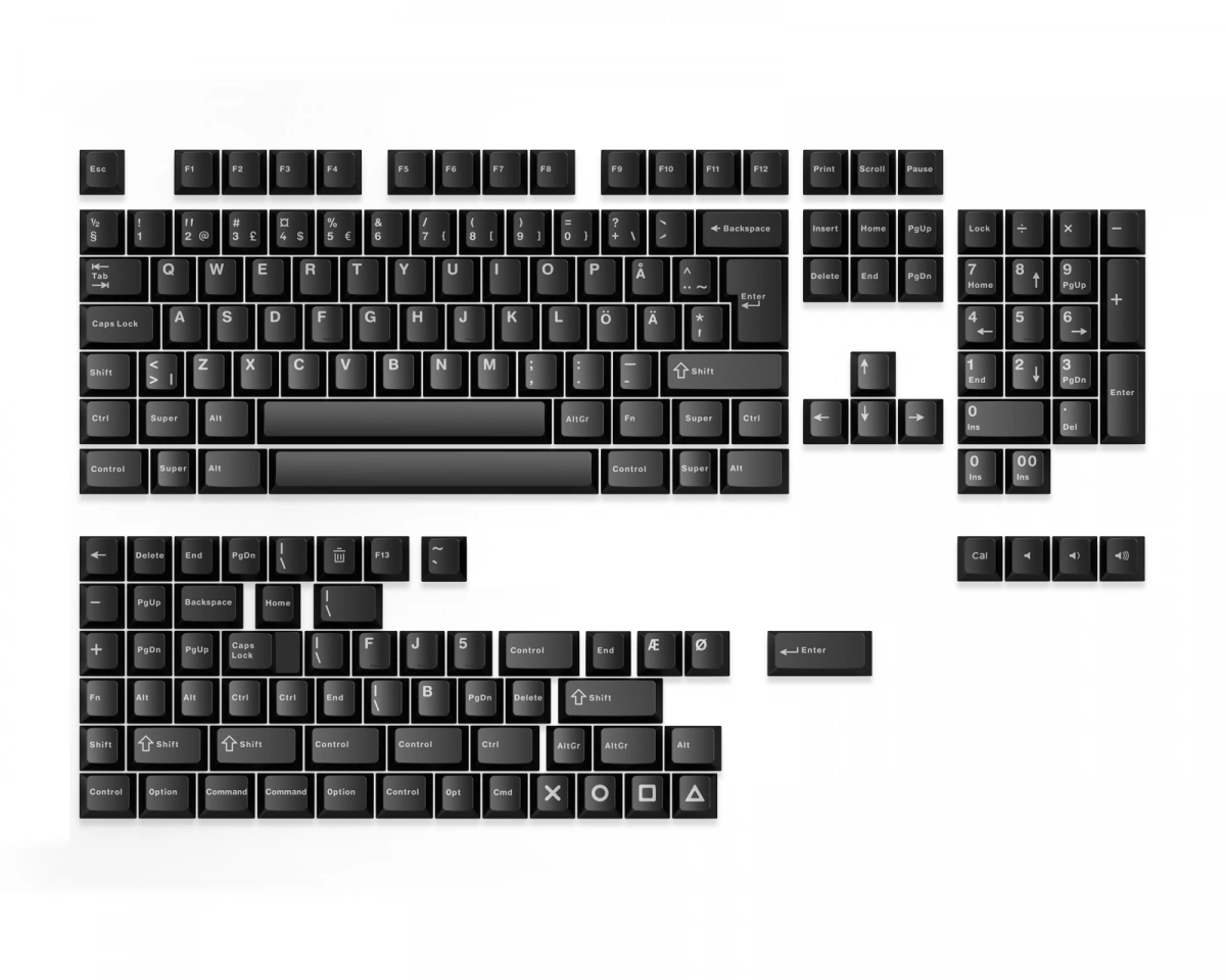 MaxCustom Shine Through Double-shot PBT Keycaps Set - Black - us ...