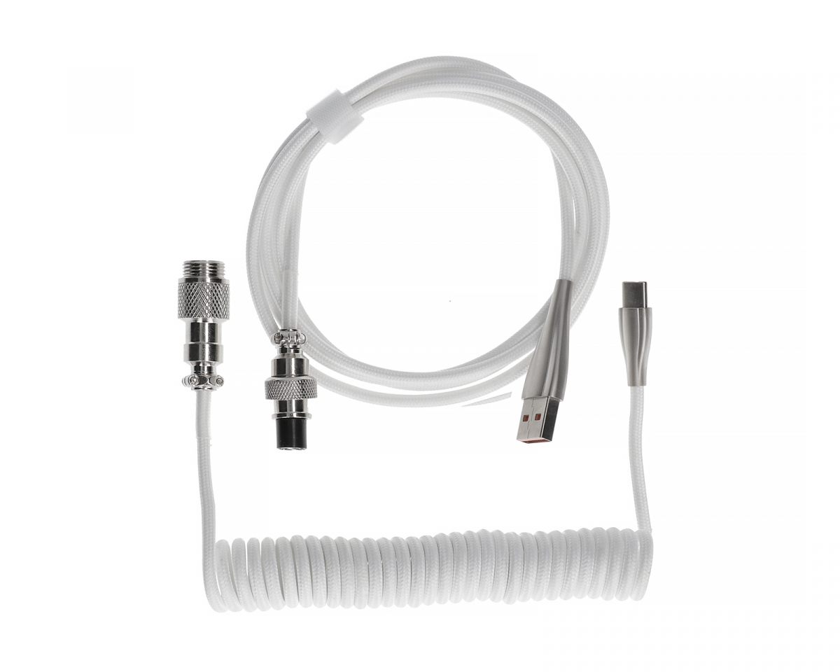 MaxCustom Coiled Cable USB-C - White - us.MaxGaming.com