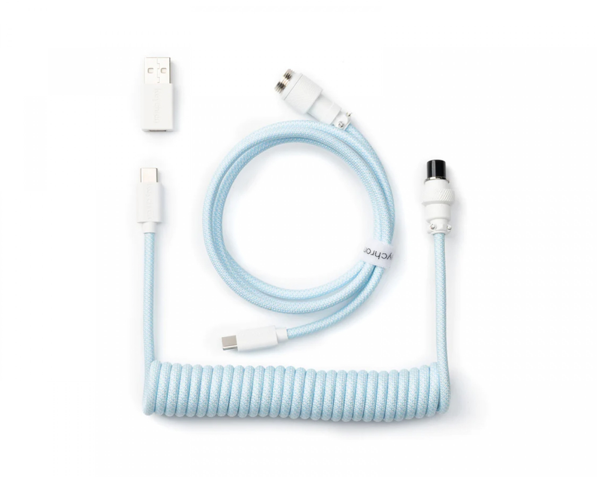 Keychron Custom Coiled Aviator Cable USB-C - Light Blue - us.MaxGaming.com