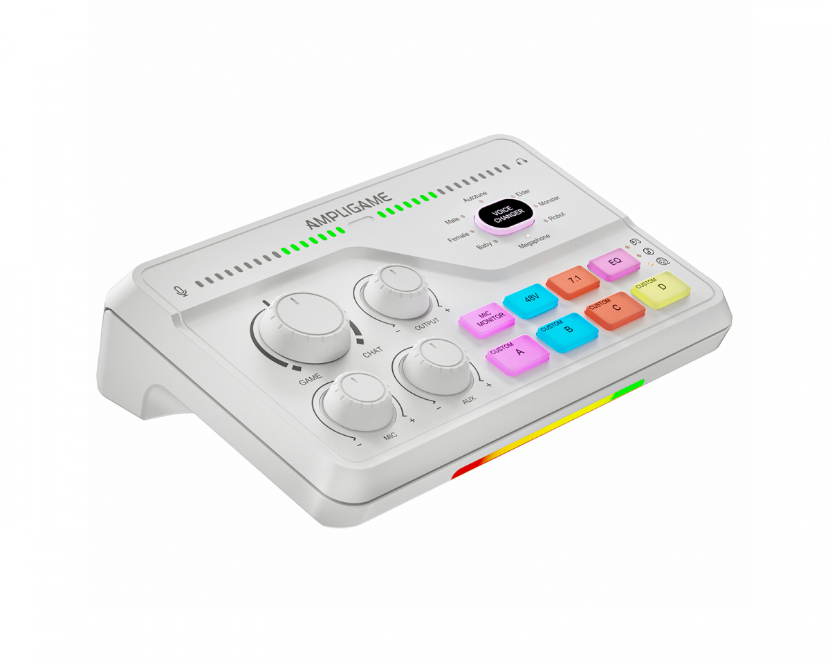 Fifine AmpliGame SC8 Audio Mixer - White - us.MaxGaming.com