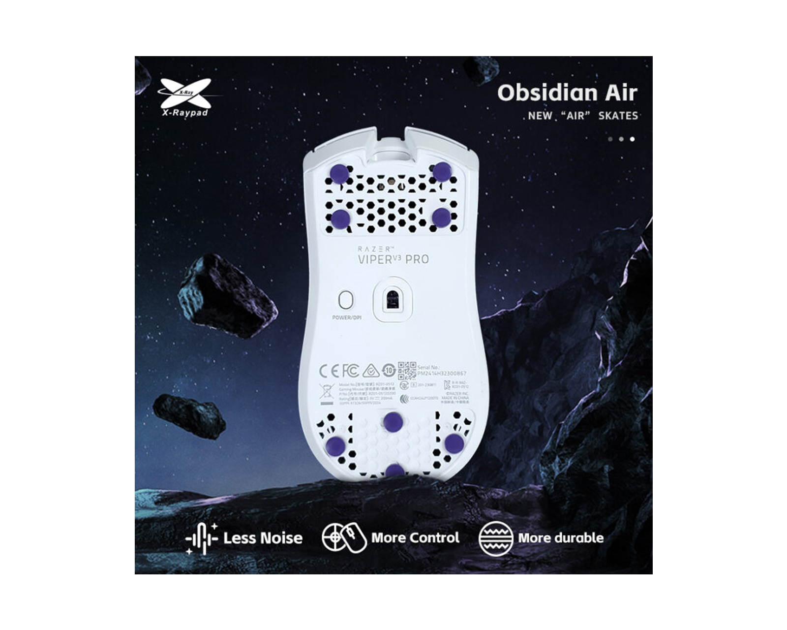 X Raypad Obsidian Air Mouse Skates Universal Dots